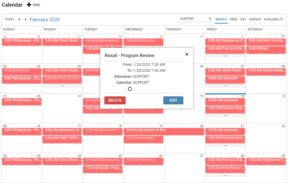 Calendar Page – Maximizer