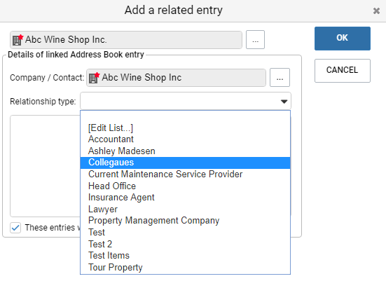 Relate two address book entries – Maximizer