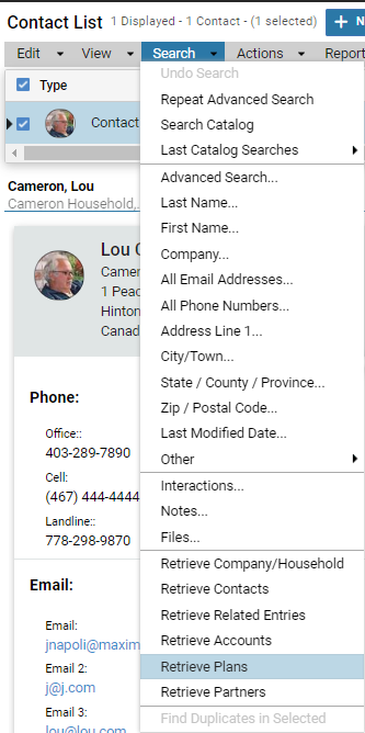 Retrieve a List of Client Service Plans for a Contact List Entry – Maximizer
