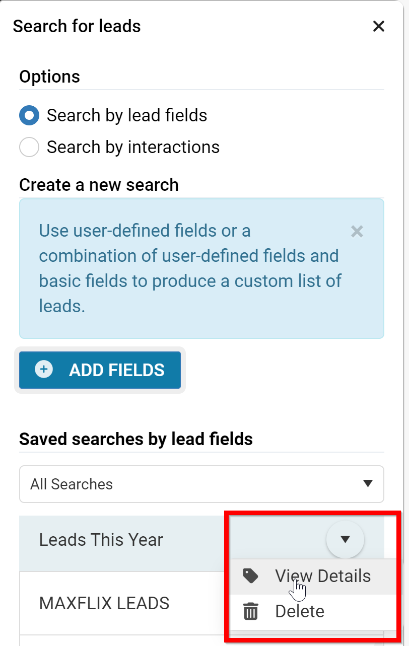 Editing A Saved Search In Leads Module – Maximizer