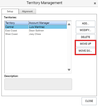 Set up a territory – Maximizer