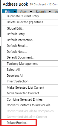 Relate two address book entries – Maximizer