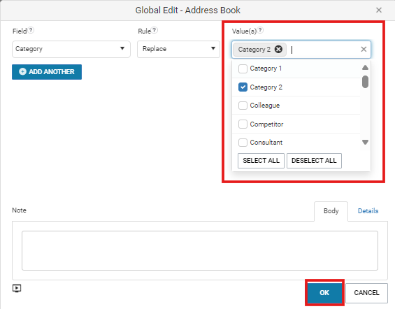 Add values to a field in multiple entries – Maximizer