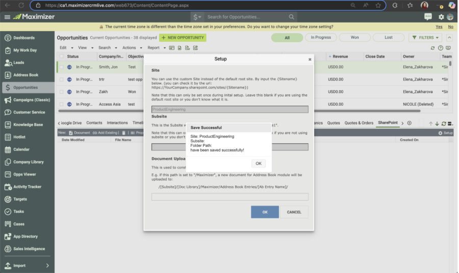 Microsoft SharePoint Integration – Maximizer